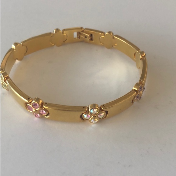 Jewelry | 7 12 Multicolor Crystal Gold Tone Bracelet | Poshmark
